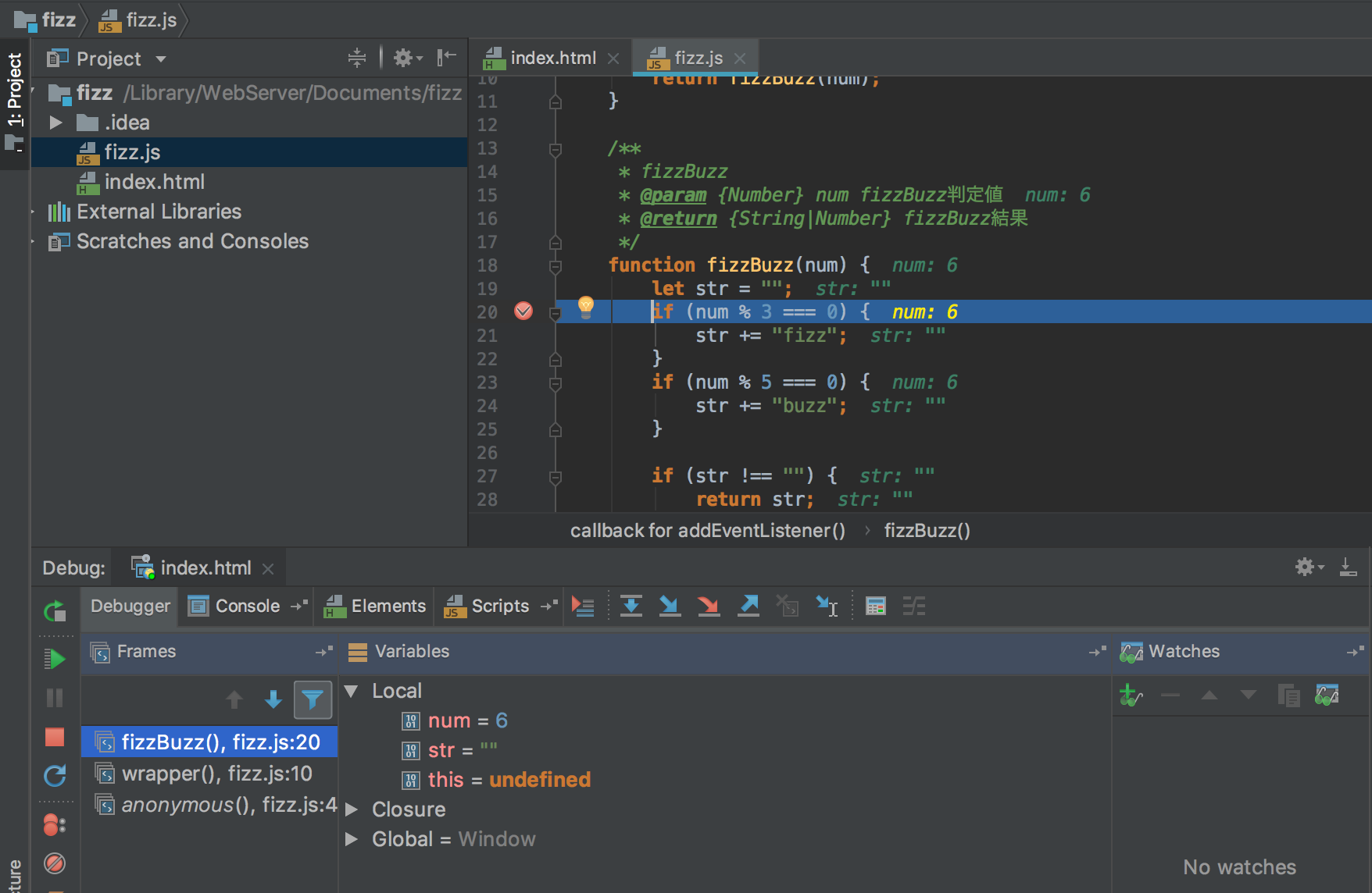 IntelliJ(WebStrom)を使ったJavaScriptのデバッグ方法 #WebStorm - Qiita