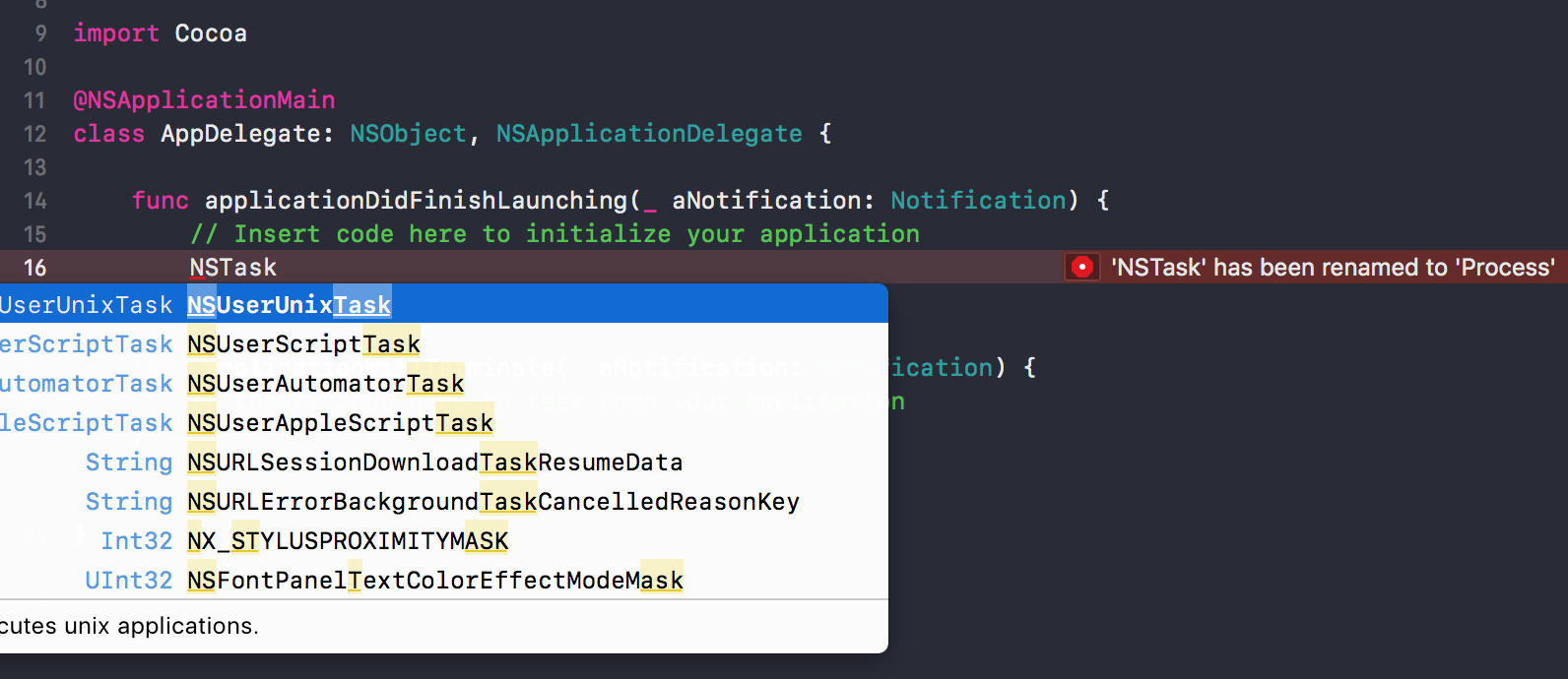 Macosxアプリからswift3でshellscriptファイルを実行したかった。 Xcode Qiita
