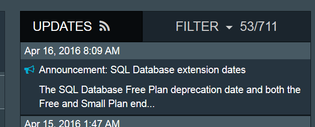 BluemixのSQL Databaseがサービス終了ですと!? #SQLDatabase - Qiita