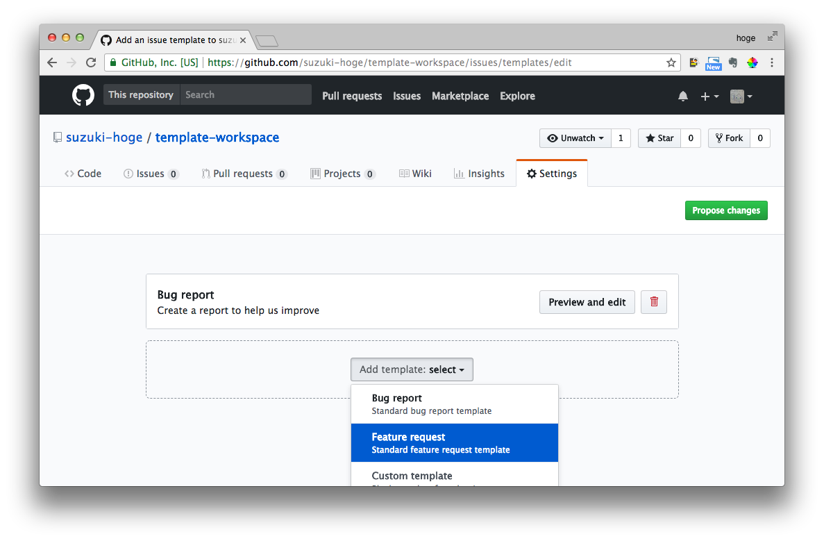 GitHub の Issue Template を複数設定して使い分ける #Git - Qiita