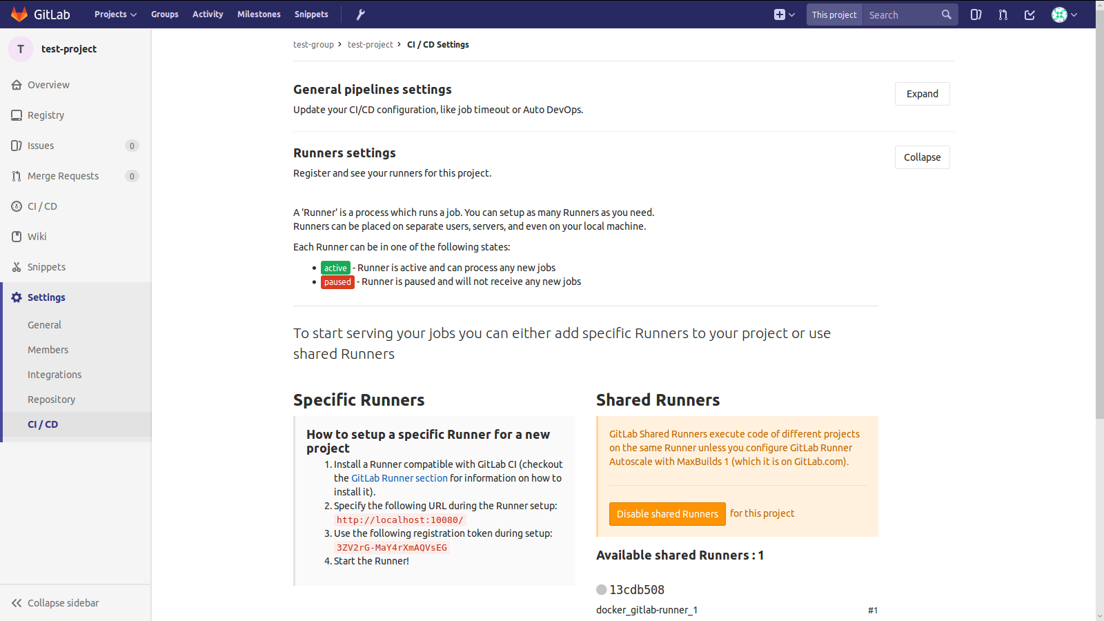 GitLab on DockerのGitLab-Runnerの設定手順 #Docker - Qiita