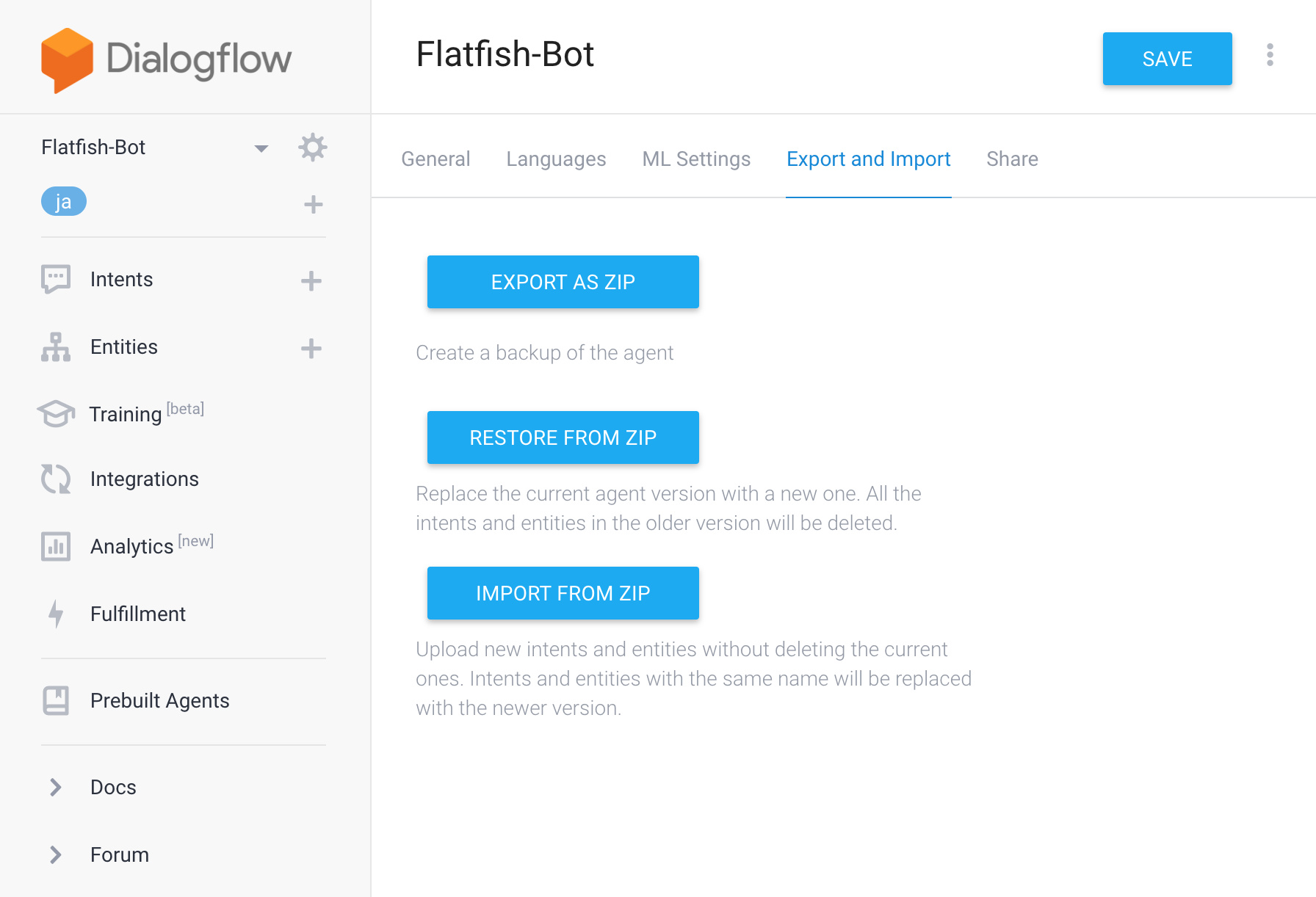 Dialogflowのプロジェクトを引っ越しした #dialogflow - Qiita