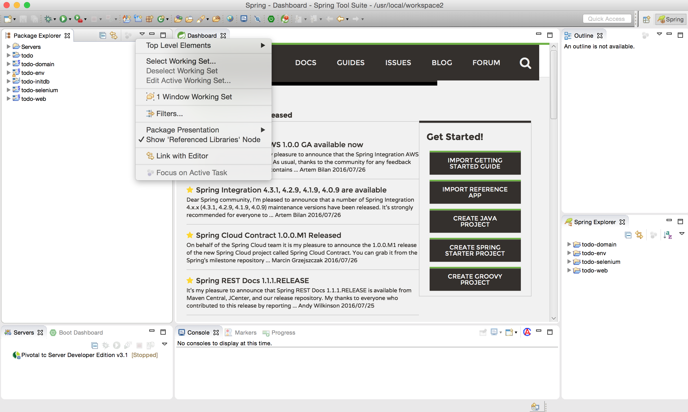 Working Setを作ってSTS(Eclipse)のプロジェクトをグループ化する #Eclipse - Qiita