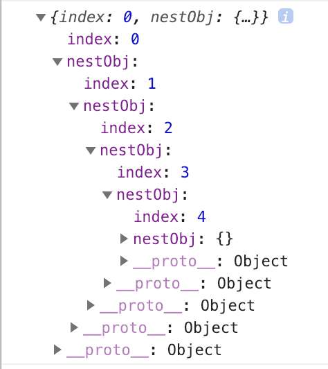【javascript】指定した数だけネストしたオブジェクトを作成する関数を再帰的に実装する。（トランポリンで実装） Javascript Qiita