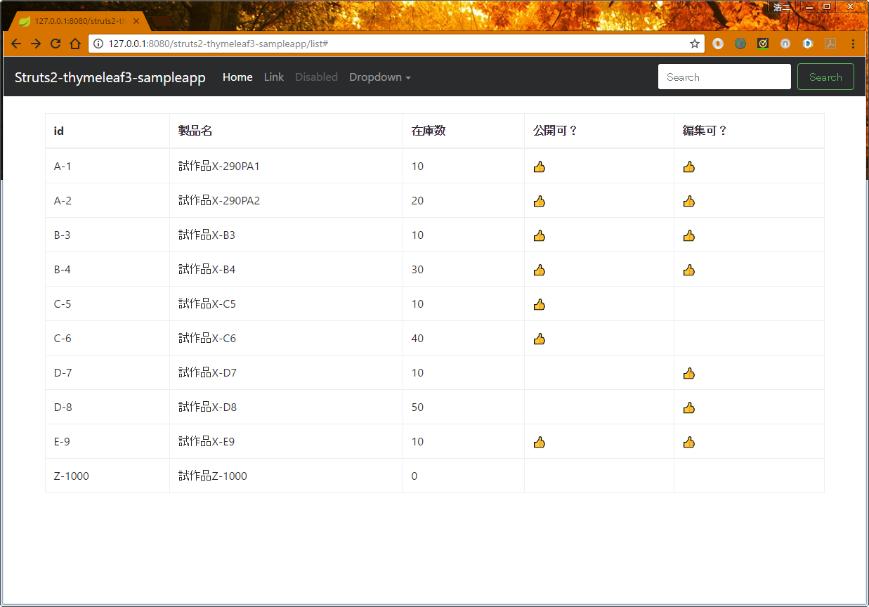 Struts2+Thymeleaf3で表形式出力 #Java - Qiita