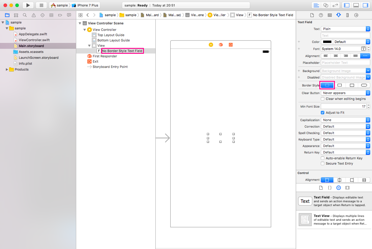 【Swift3】UITextFiledのborderを下線のみにする方法 #Xcode - Qiita