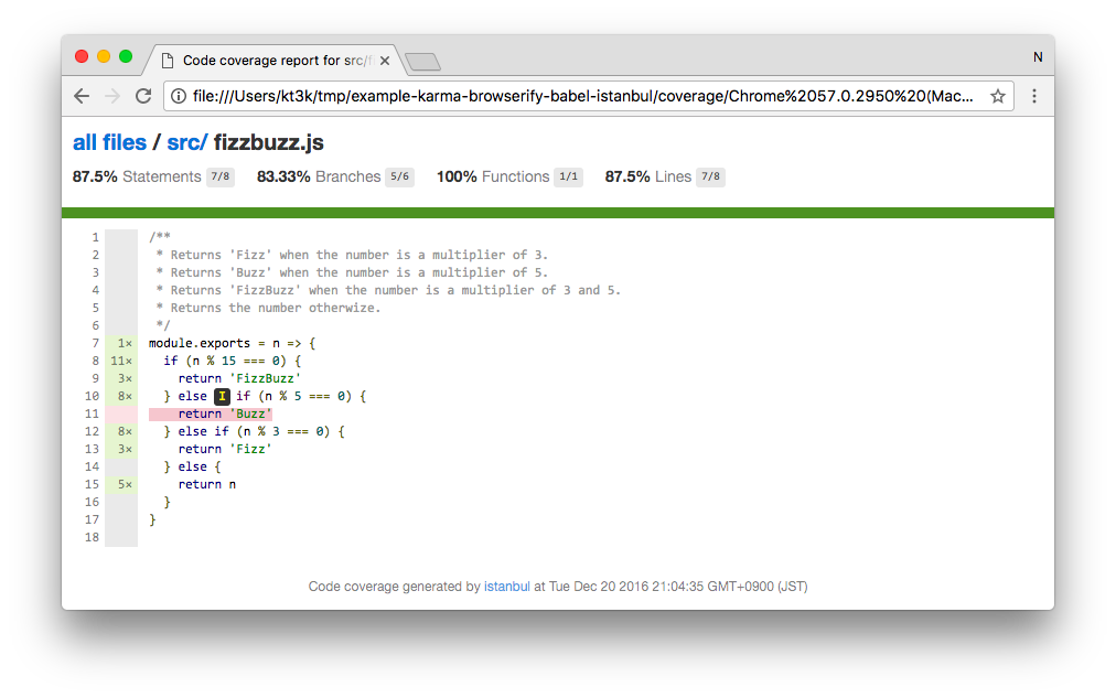 karma + babel + istanbul でフロントエンドのカバレッジを出す設定 2016年版 #JavaScript - Qiita