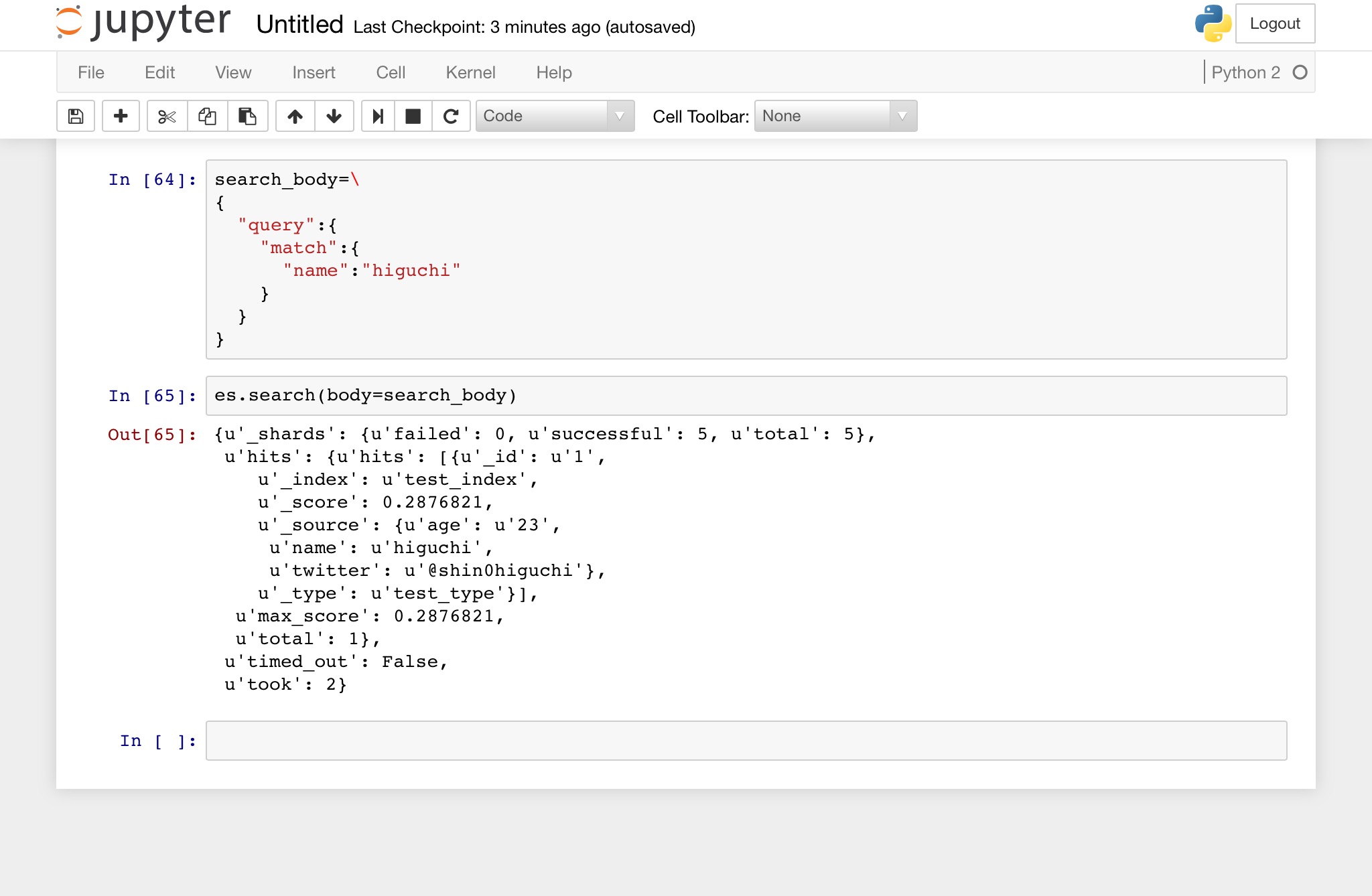 jupyter notebookでElasticsearch #Jupyter - Qiita