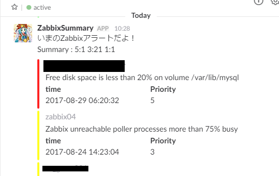 ZabbixAPI投げて障害情報をSlackに投げるpythonプログラム書いた #Python3 - Qiita