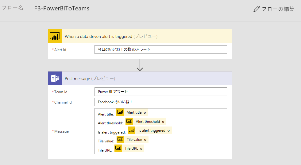 Power BI で閾値を設定して、通知を受けるには？～Data alerts in Power BI Service ⇒ Microsoft Flow との連携～ #PowerBI - Qiita