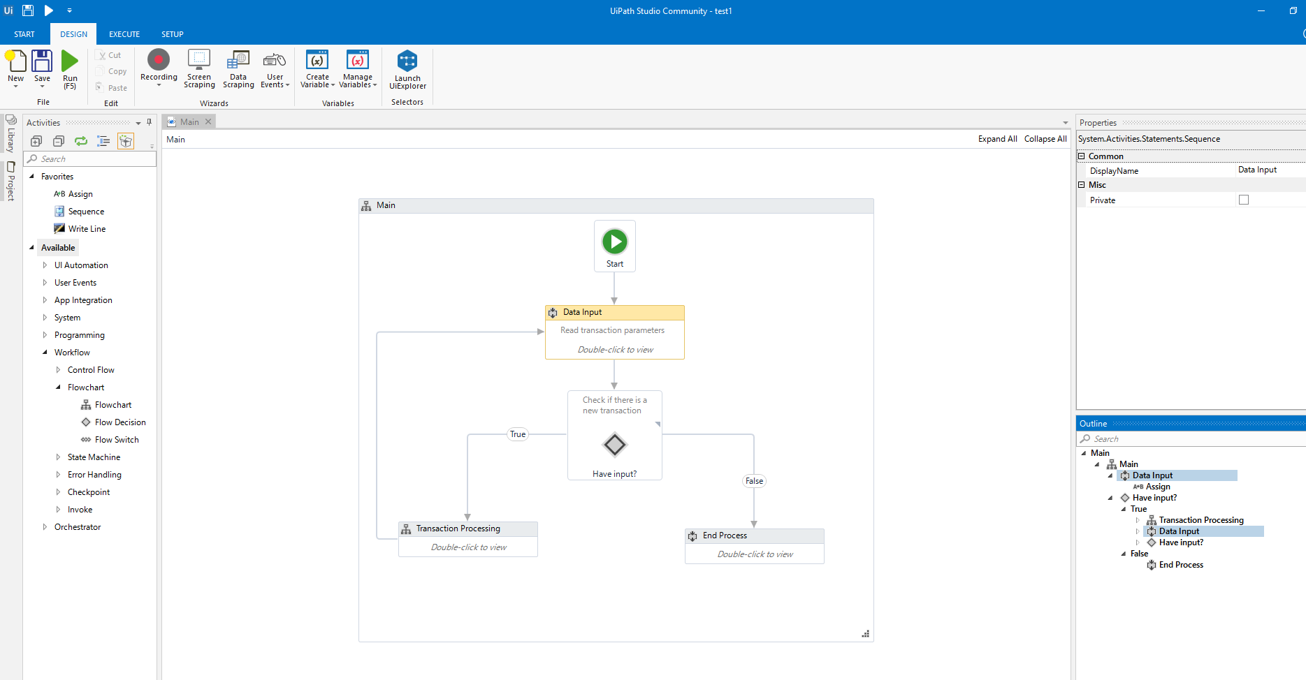 UiPathでRPAを実践してみる(1) ～FlowchartからHello World～ #RPA - Qiita