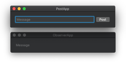 [macOS][Swift4.2] Distributed Notifications でアプリ間通信 #MacOSX - Qiita