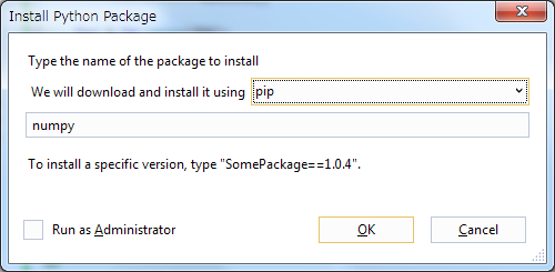 Visual Studio2015でPython3 NumPyをGUIからインストール #numpy - Qiita