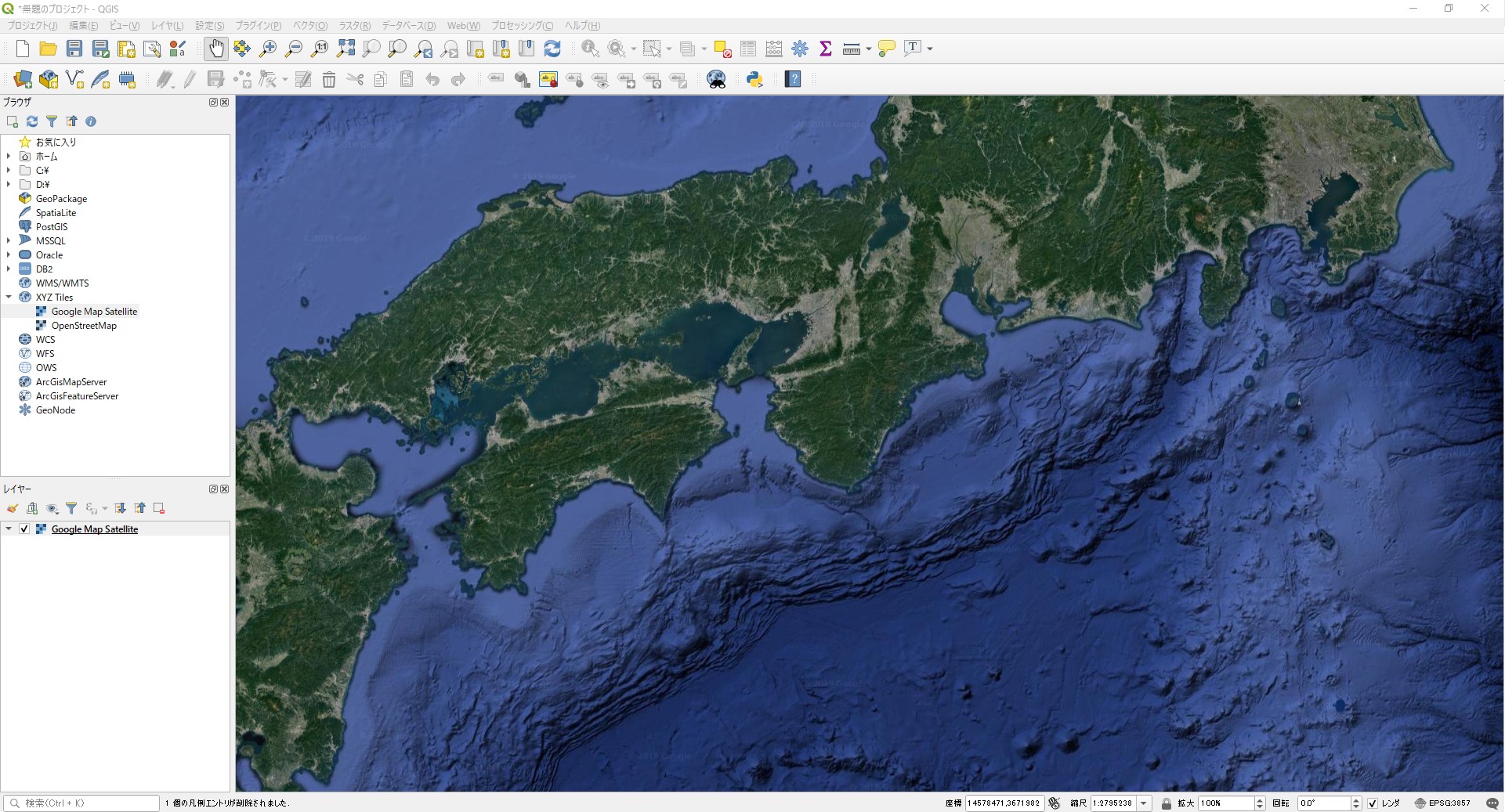 QGIS3.4でGoogleMapSatelliteのLayerを作る #GoogleMapsAPI - Qiita