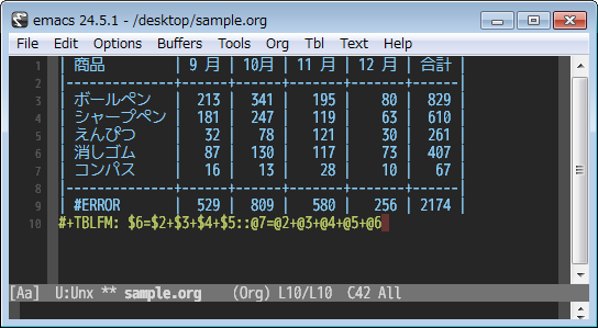 Emacs の org-mode は表計算もできてしまう #Emacs - Qiita