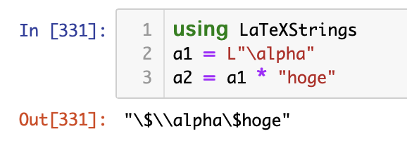 JuliaでLatex表記，LaTeXStringを使う #初心者 - Qiita