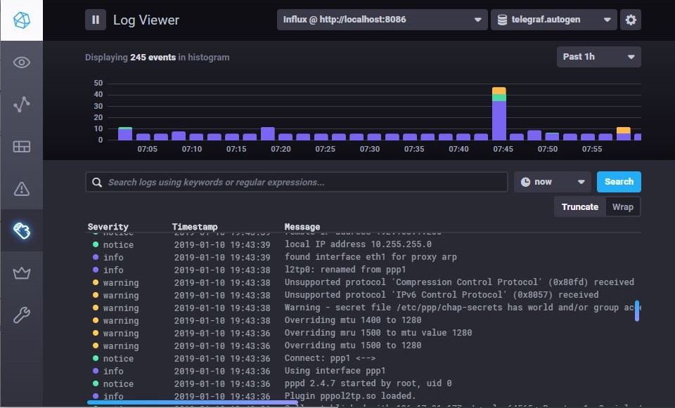 Chronograf + Telegraf + InfluxDBでSyslog Viewerを作る #influxdb - Qiita