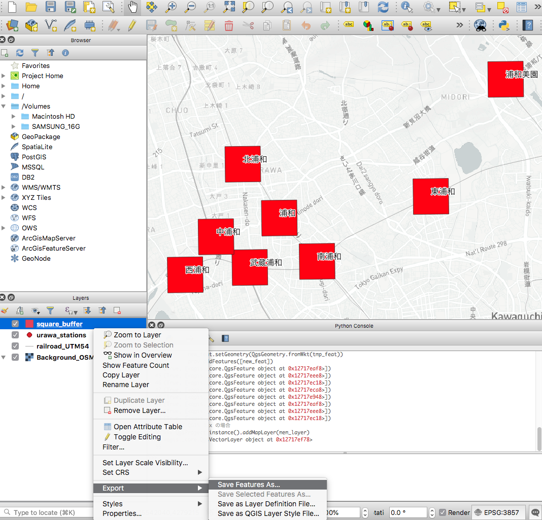 QGISでの四角バッファ作成方法 #Python - Qiita
