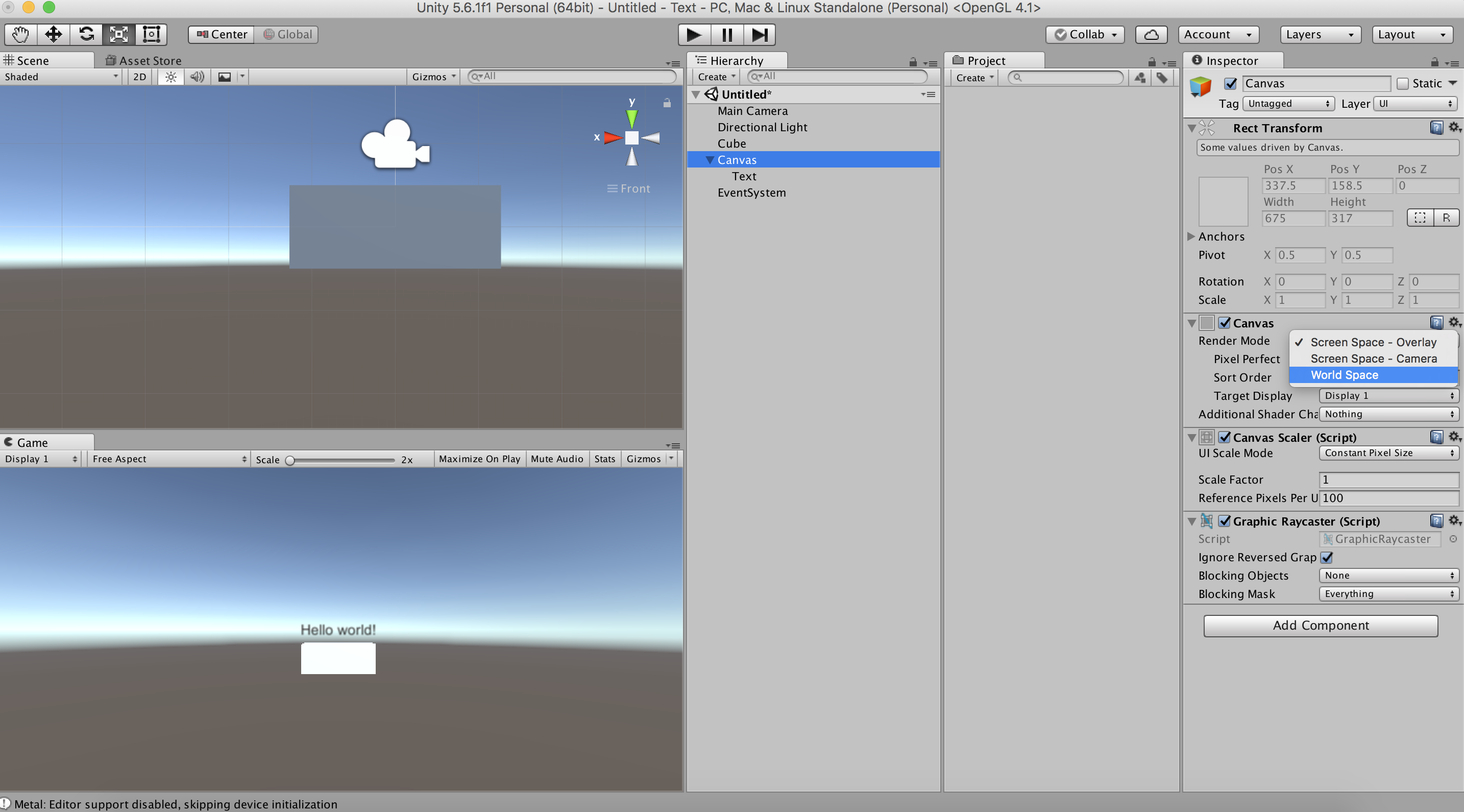 UnityでGameObject(Cube)に文字を貼り付けて一緒に動くようにする方法 #Unity5.6 - Qiita