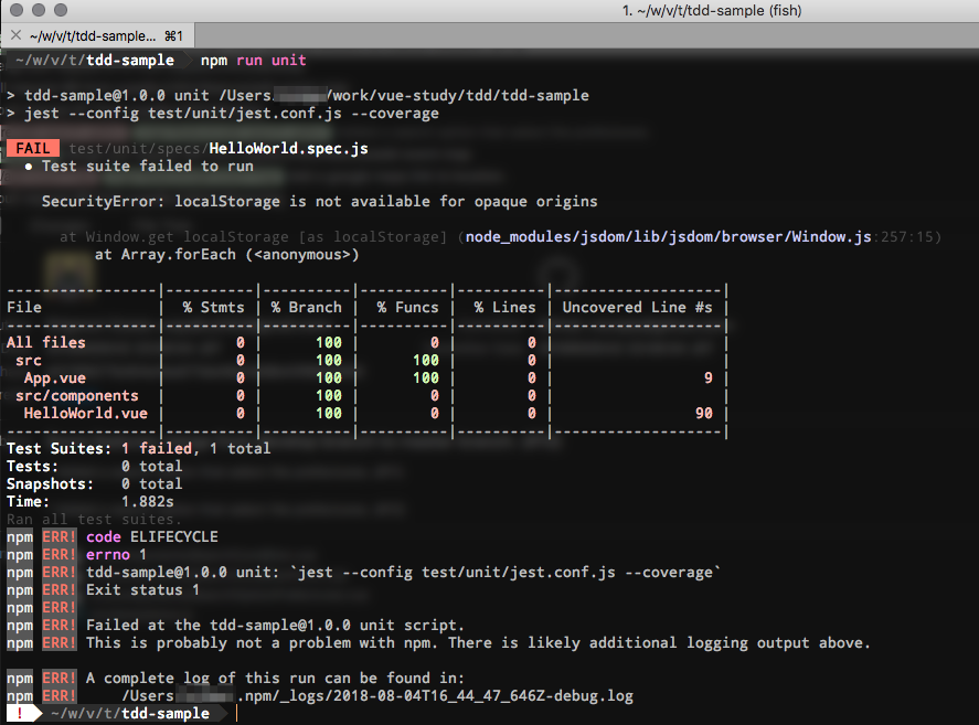 Vue.js + Jest でnpm run unit をするとSecurityError: localStorage is not available for opaque originsが ...