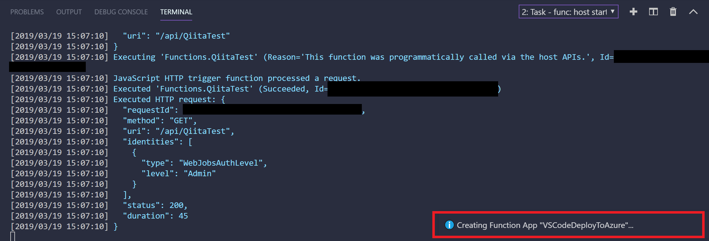 VSCodeを使って、Azure Functions 関数作成～デプロイまでやってみた。 #AzureFunctions - Qiita