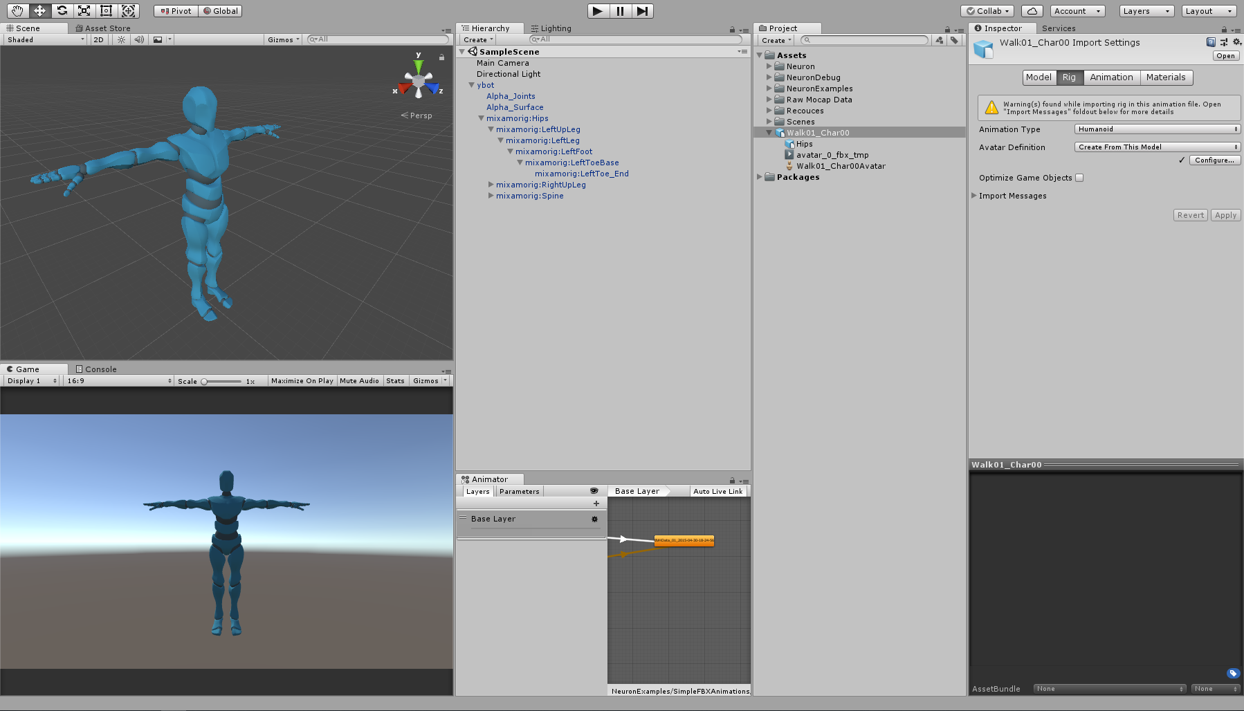 Perception NeuronでレコードしたモーションデータをUnityの ヒューマノイドモデルに適応させる #perceptionNeuron - Qiita