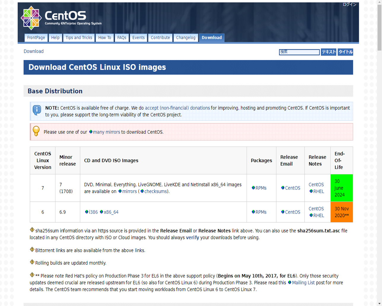 ちょっと古いCentOSのisoファイルを入手する(CentOS6.4, CentOS6.6) #download - Qiita