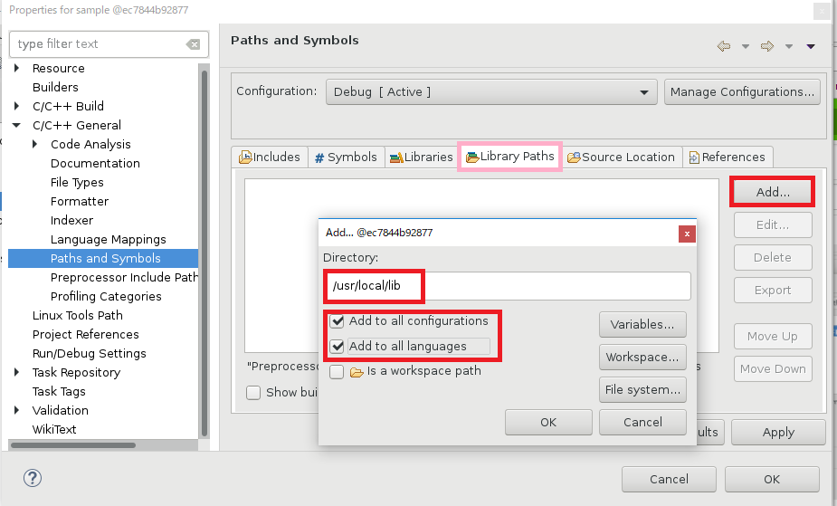 Eclipse CDT で log4cppのサンプルコードをデバッグしてみる #CentOS - Qiita