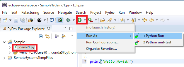 Python EclipseでHelloWorld. #Python3 - Qiita