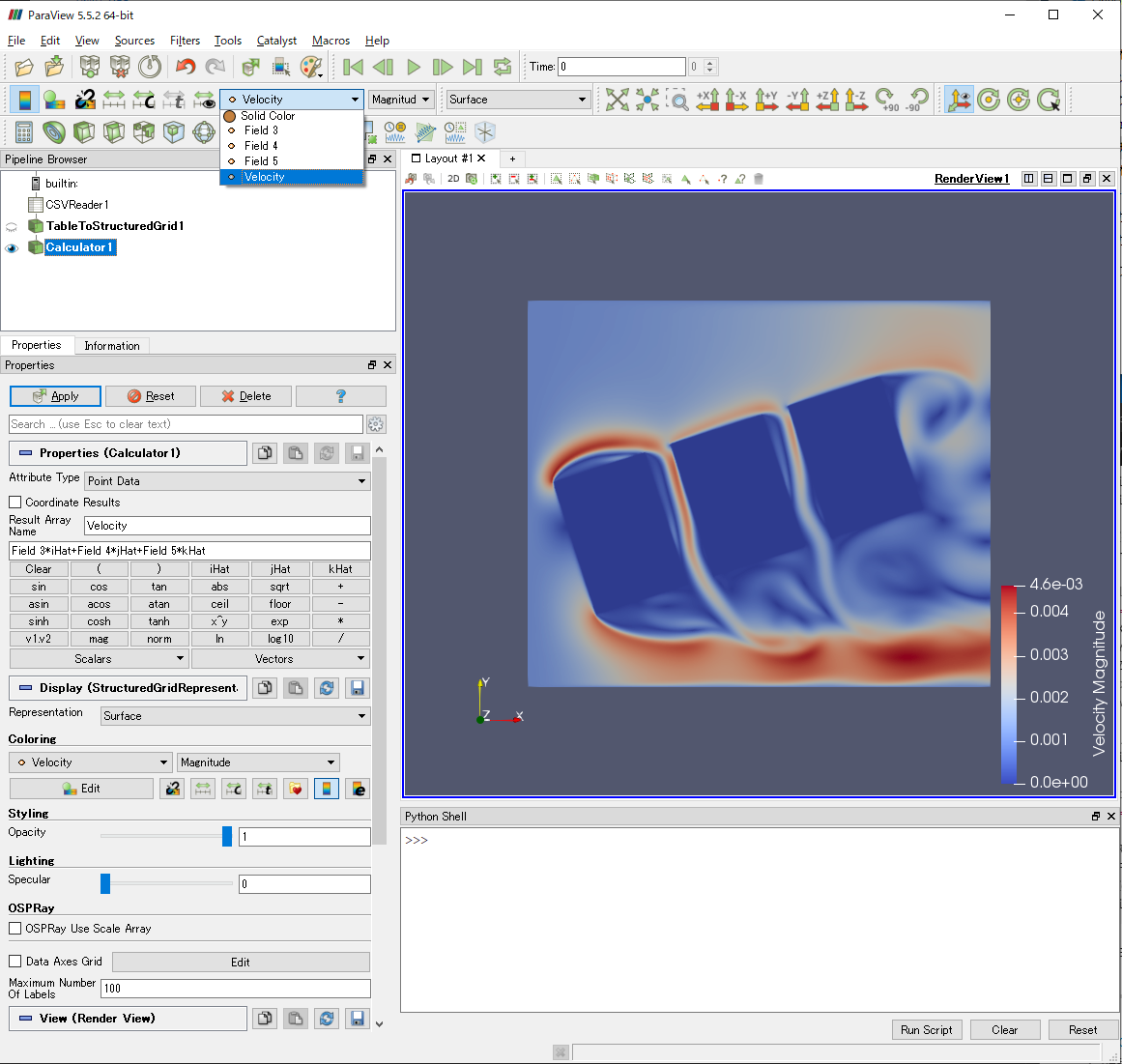 CSVファイルに記録されたベクトルデータをParaviewで読み込む #Python - Qiita