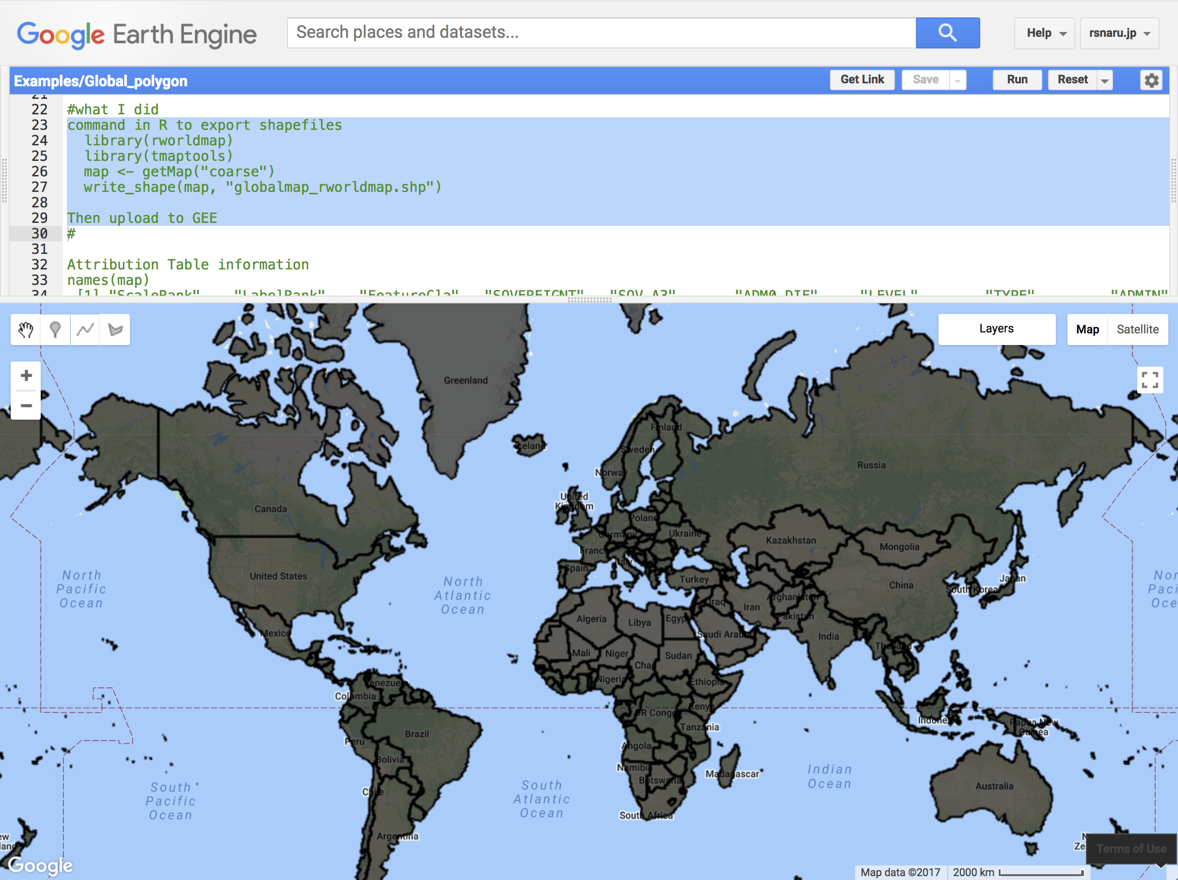rworldmapで入手可能なNatural Earth dataの全球国別ポリゴンデータをGEEで使う #GoogleEarthEngine - Qiita