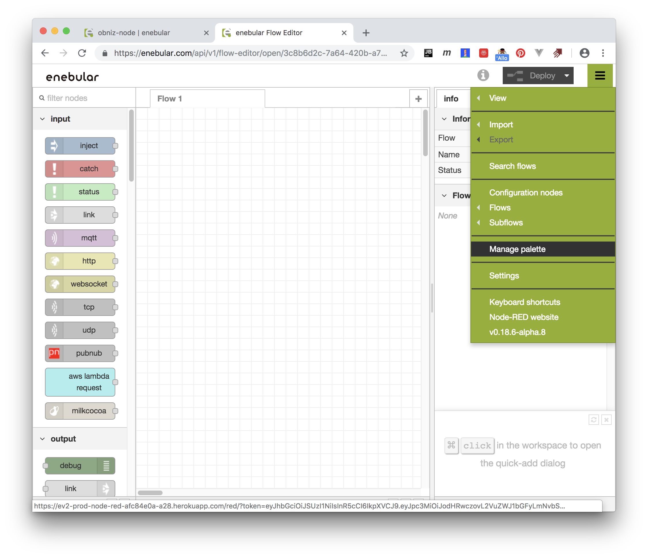 enebularでobnizをカスタムノードで動かしてみた #JavaScript - Qiita