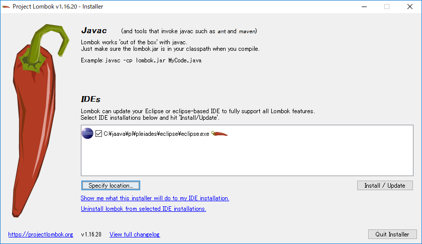 Eclipseでlombokが動かない(getter/setterが生成されない)場合の対応方法について #Lombok - Qiita