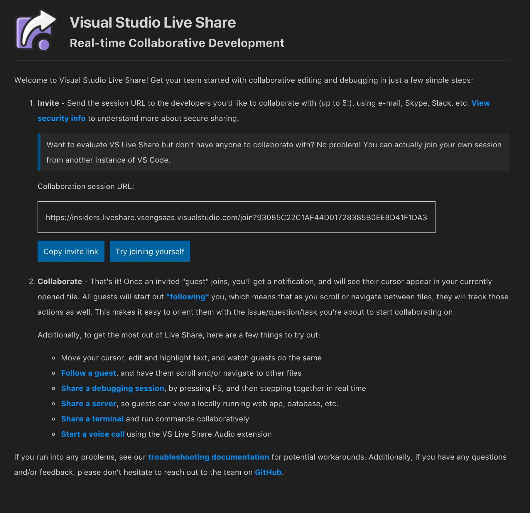 Visual Studio Live Shareで始める快適なエンジニア間コミュニケーション #VSCode - Qiita