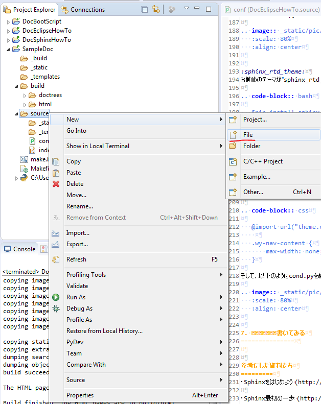 Sphinx+Eclipse環境構築メモ #Python - Qiita