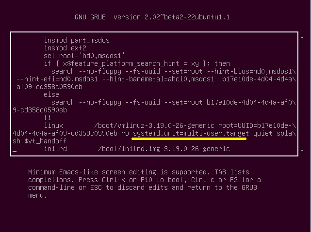 Ubuntu 15.04 を GRUBメニューから CUI で起動する方法(防備録) #Linux - Qiita