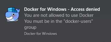 Docker for Windowsで起動時に「Docker for Windows - Access denied」と表示される場合の対処法 #Docker - Qiita