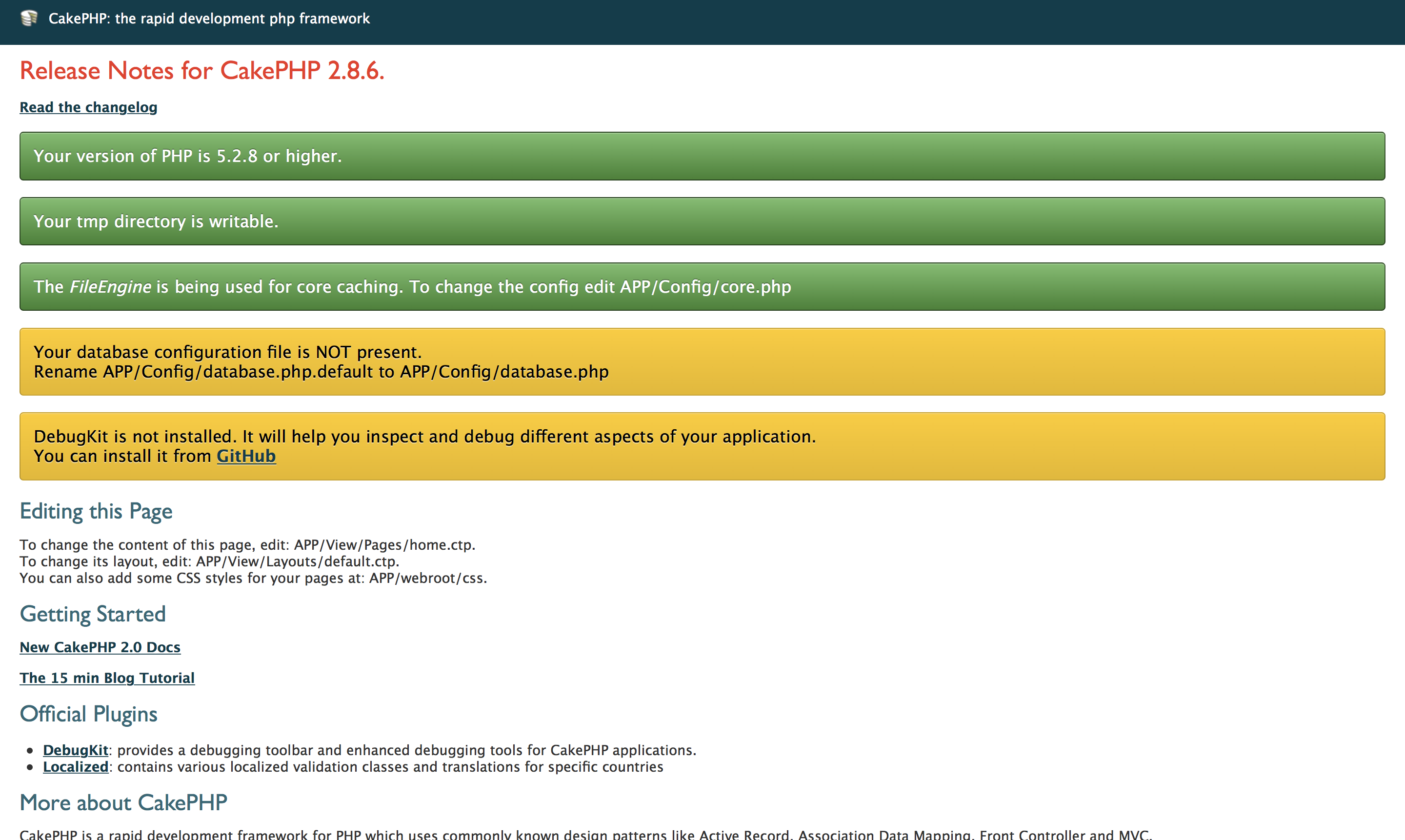 cakePHP(Ver.2.x系)のインストールと設定 #Apache - Qiita