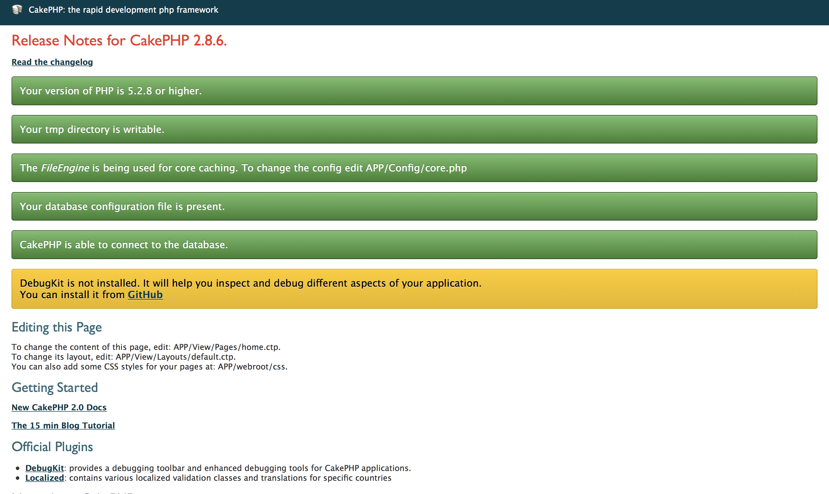 cakePHP(Ver.2.x系)のインストールと設定 #Apache - Qiita