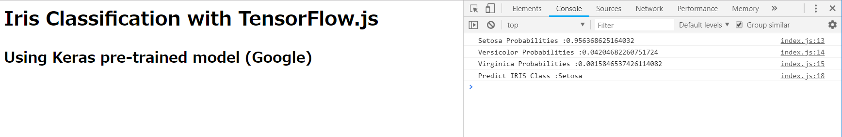 TensorFlow.jsでPython学習済モデルを読み込み、ブラウザで予測結果を出力する #JavaScript - Qiita