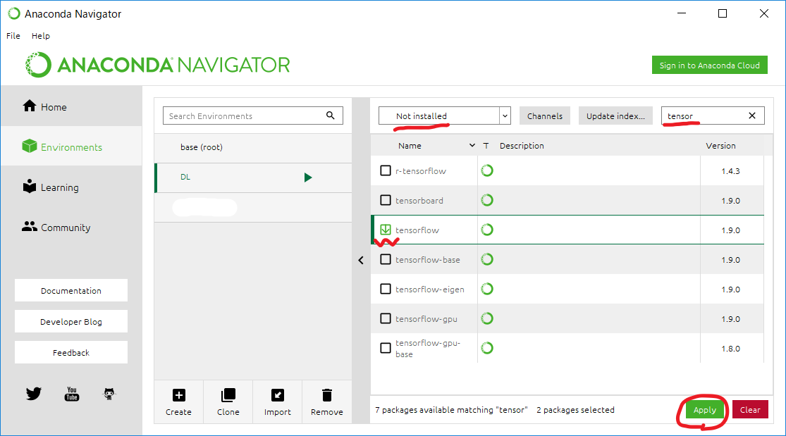 Anaconda NavigatorでTensorFlowやChainerをインストール #Python - Qiita