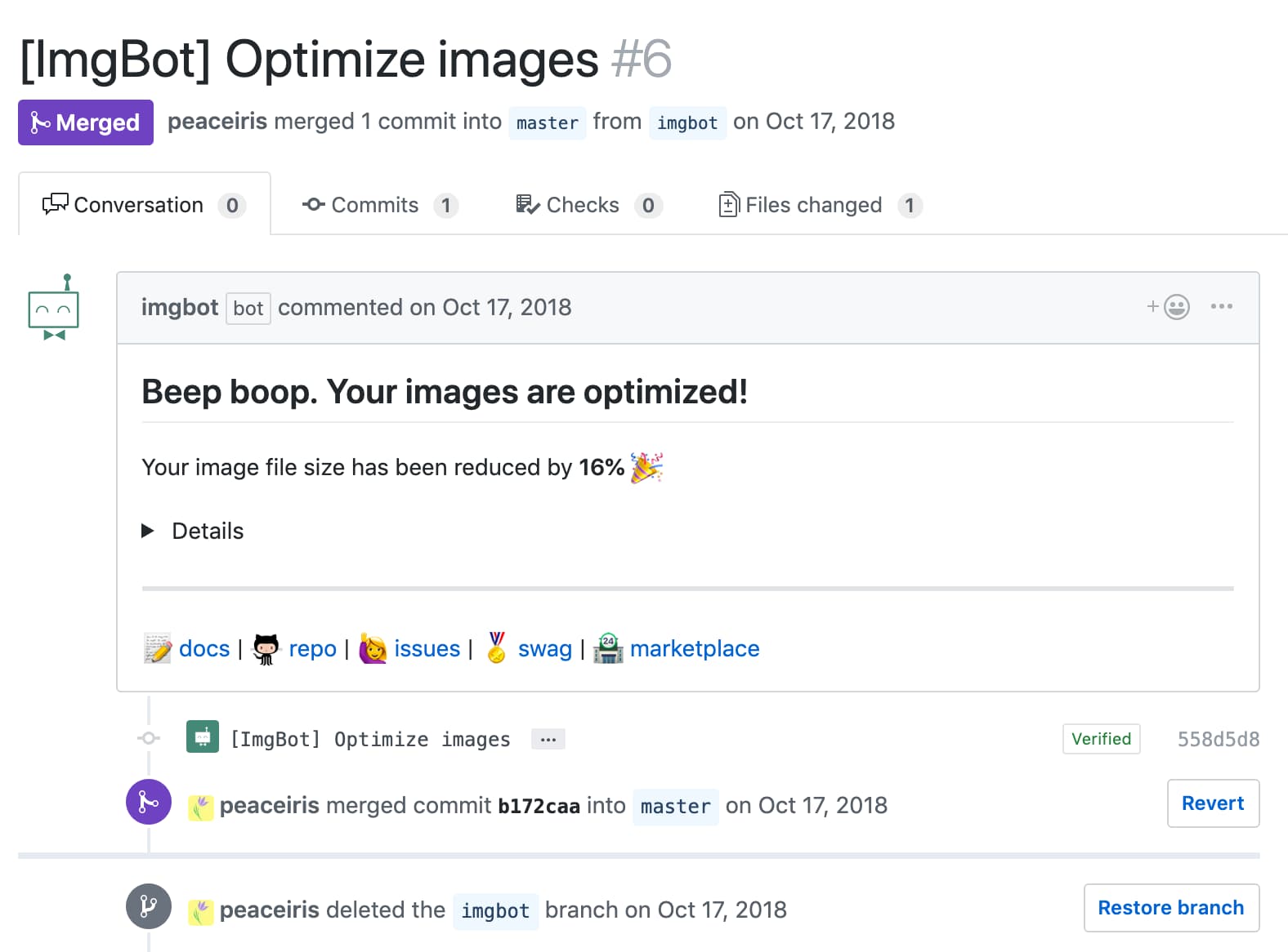 GitHub repository で管理している画像を自動で圧縮 - ImgBot の紹介 #bot - Qiita