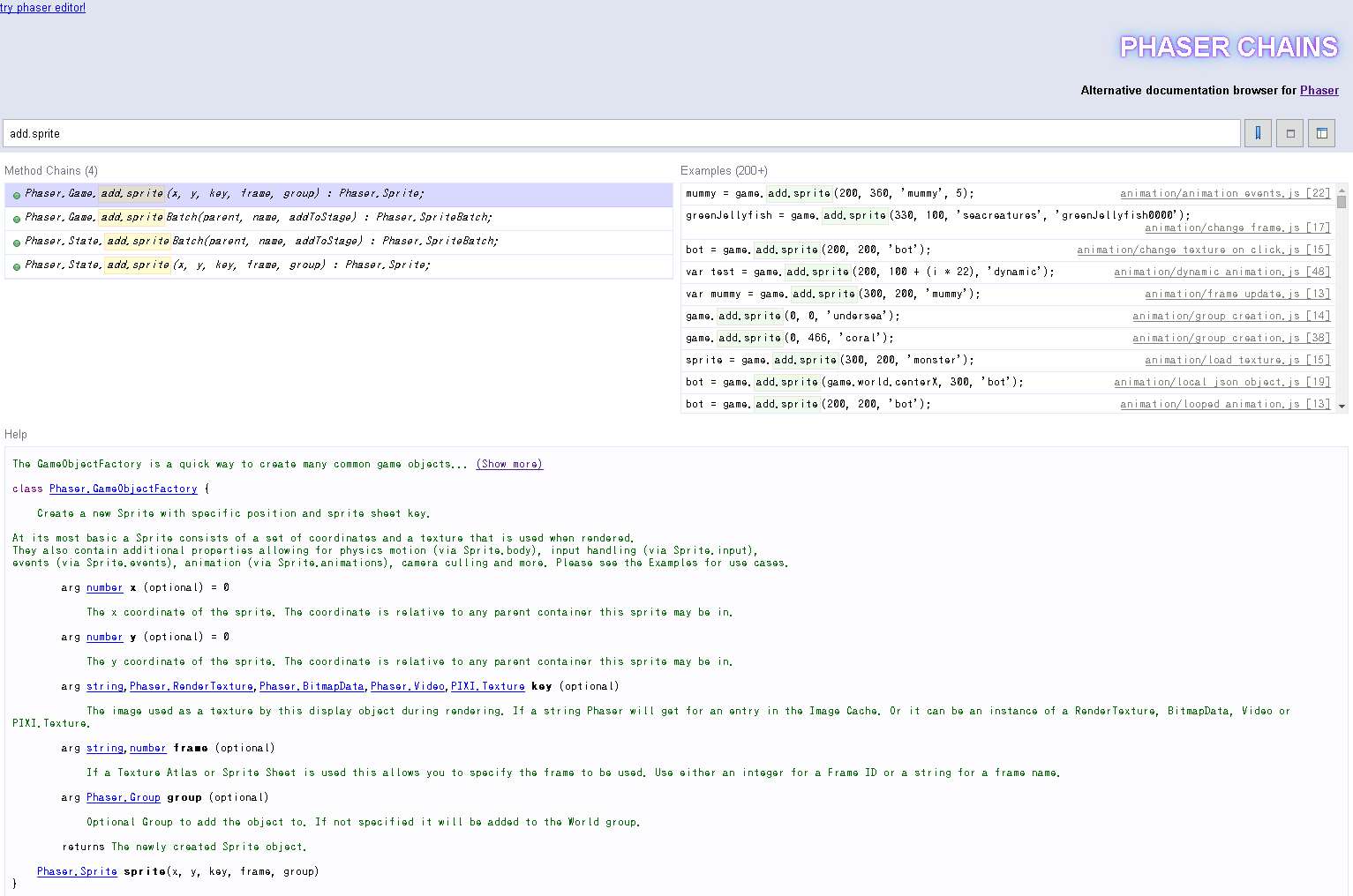 PhaserのAPIドキュメント #Phaser - Qiita