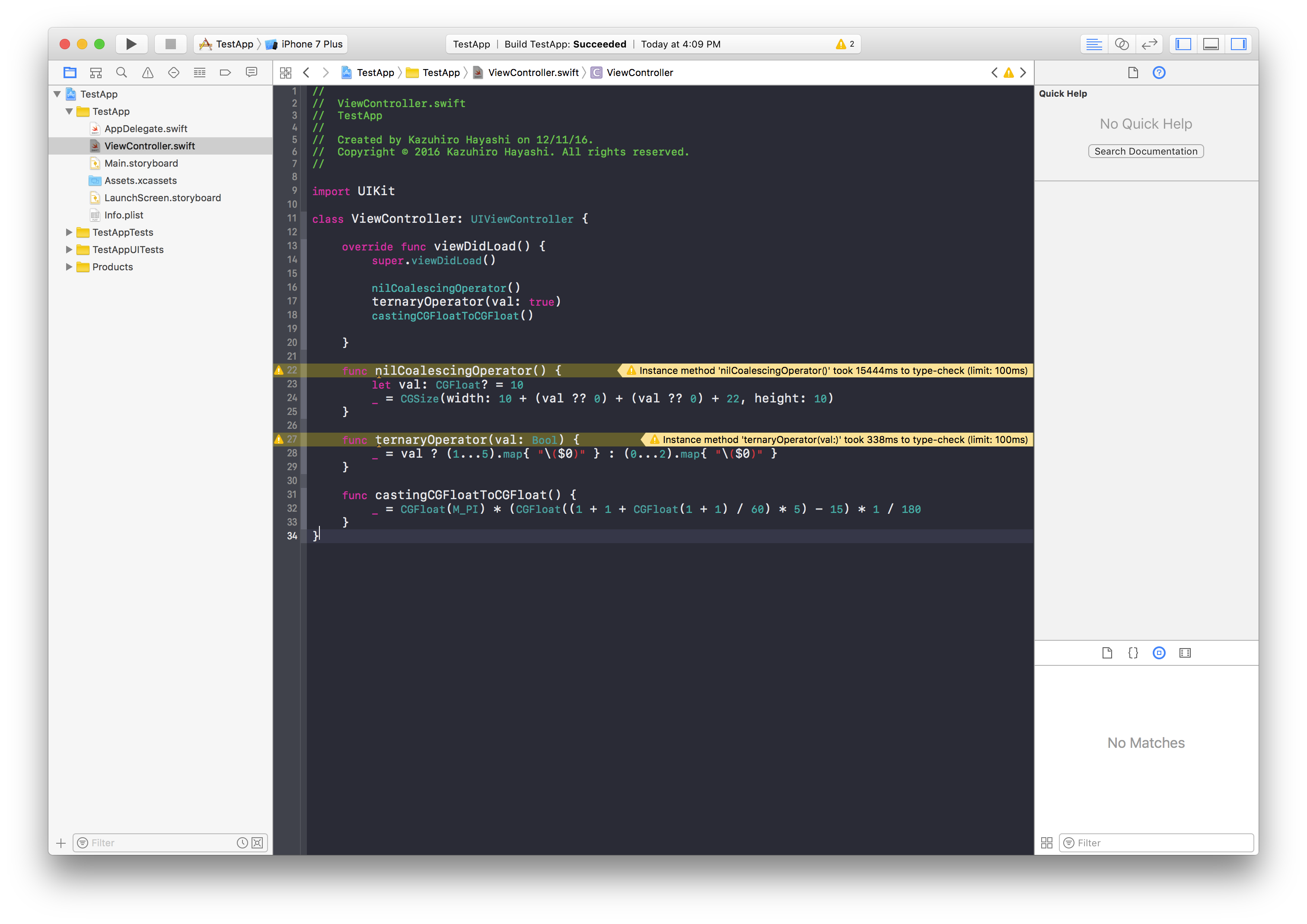 コンパイルに時間がかかるSwiftのコードへWarningを発生させる #iOS - Qiita
