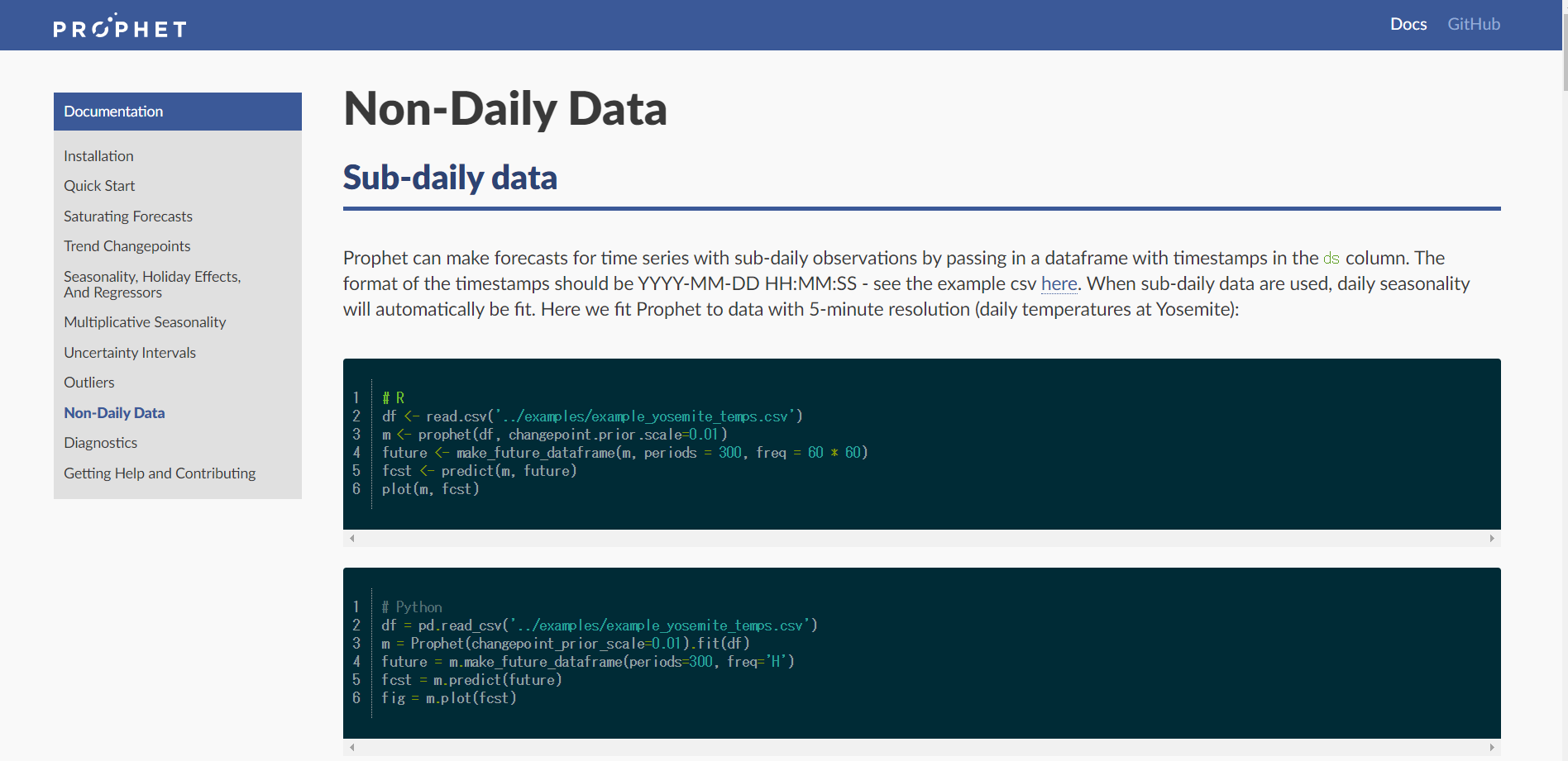 時系列解析ライブラリProphet 公式ドキュメント翻訳10（1日単位ではないデータ編） #Python3 - Qiita