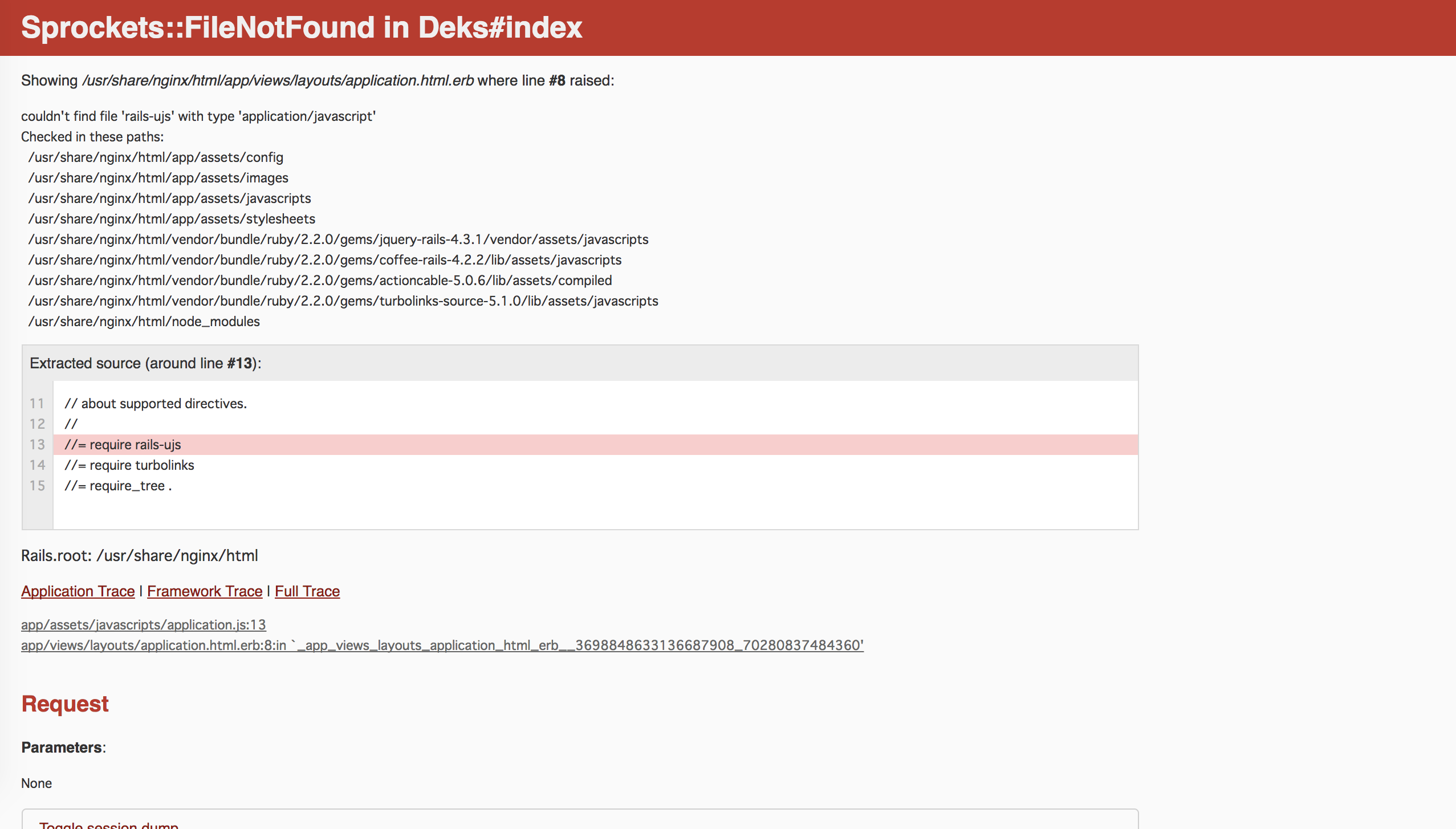 Sprockets::FileNotFound in FileName#index #Rails - Qiita