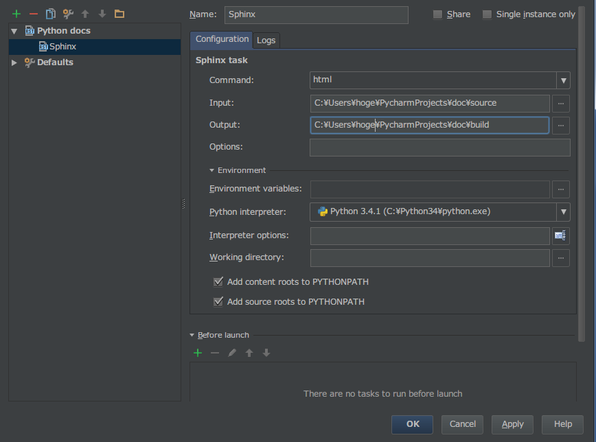 PyCharm (IntelliJ) で Sphinx で楽にドキュメントを書く #Pycharm - Qiita