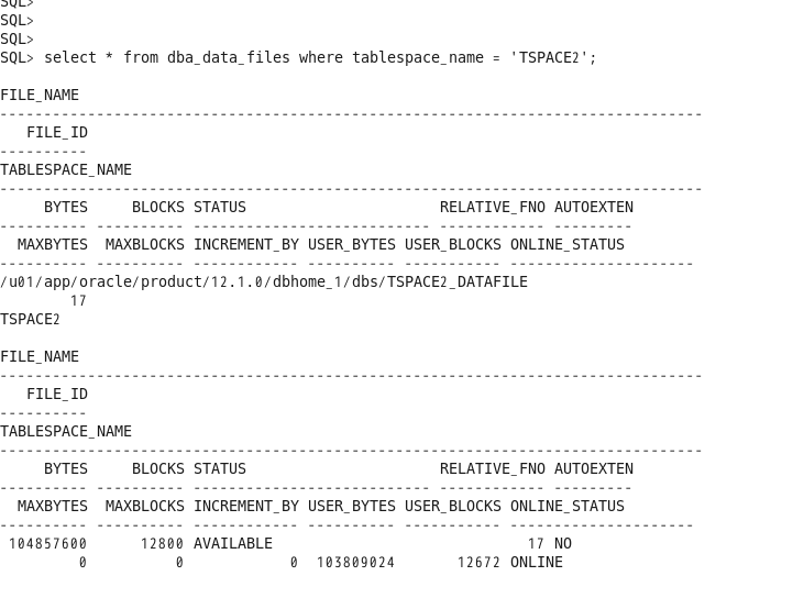 SQL*Plusでの表領域の作成方法 #oracle - Qiita