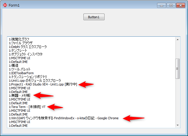 C++ Builder XE4 > 起動している多数のソフトのキャプションを取得 v0.1 (+ 別の方法に関する追記) #cppBuilder - Qiita