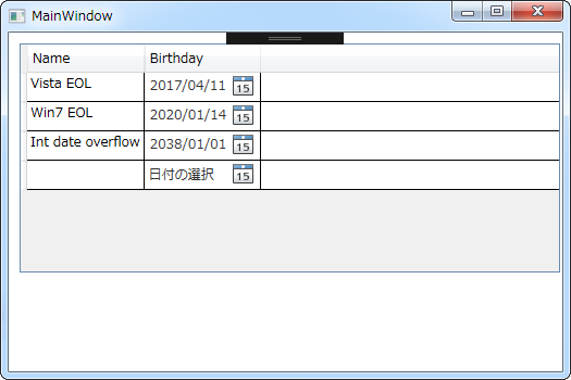 Visual Studio / WPF > DataGrid > カレンダ形式の日付入力フォーム > v0.1, v0.2 ##migrated - Qiita